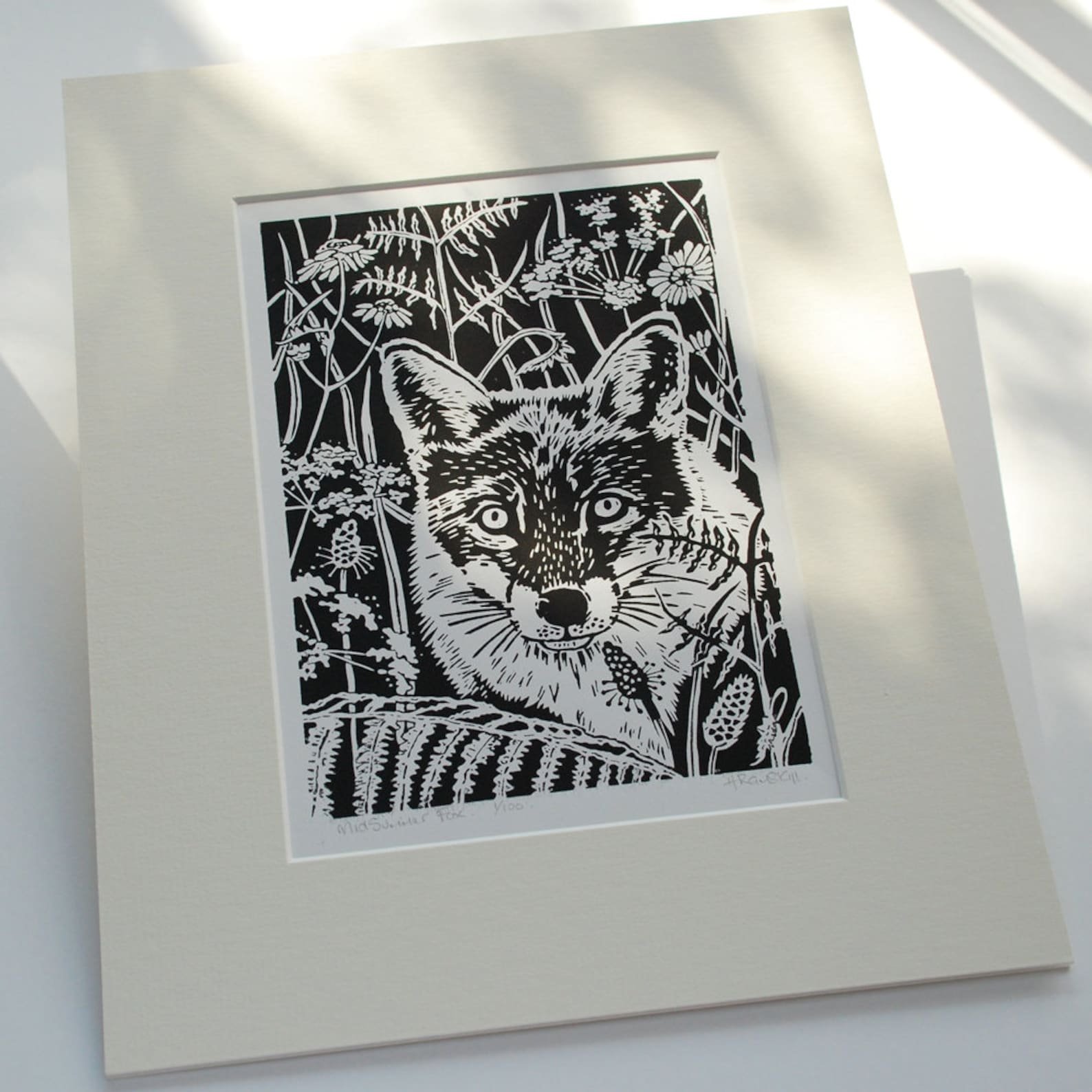 Fox Linocut Print, Midsummer Fox Limited Edition Linocut Print - Etsy