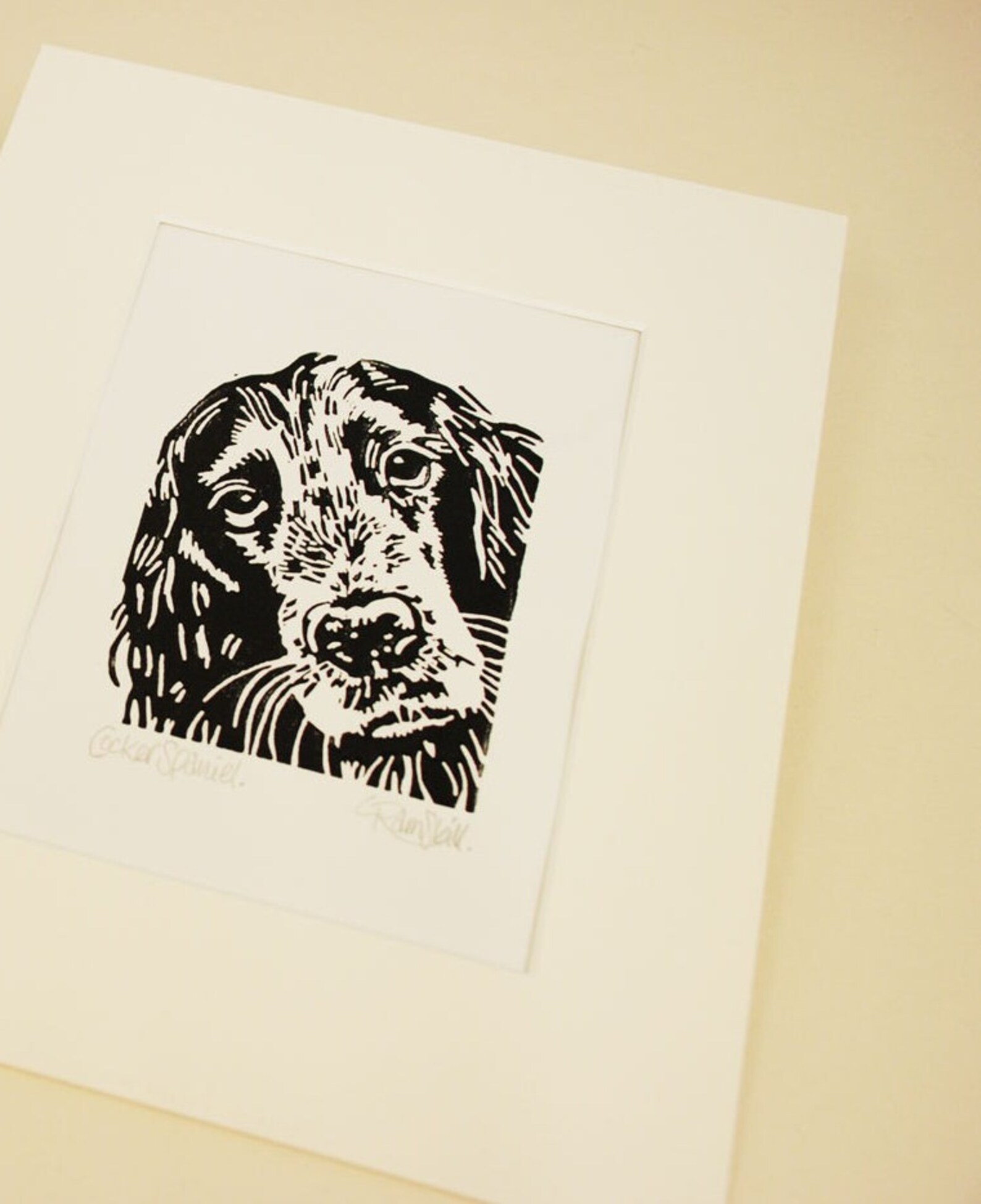 Cocker Spaniel Dog Print Linocut Print - Etsy