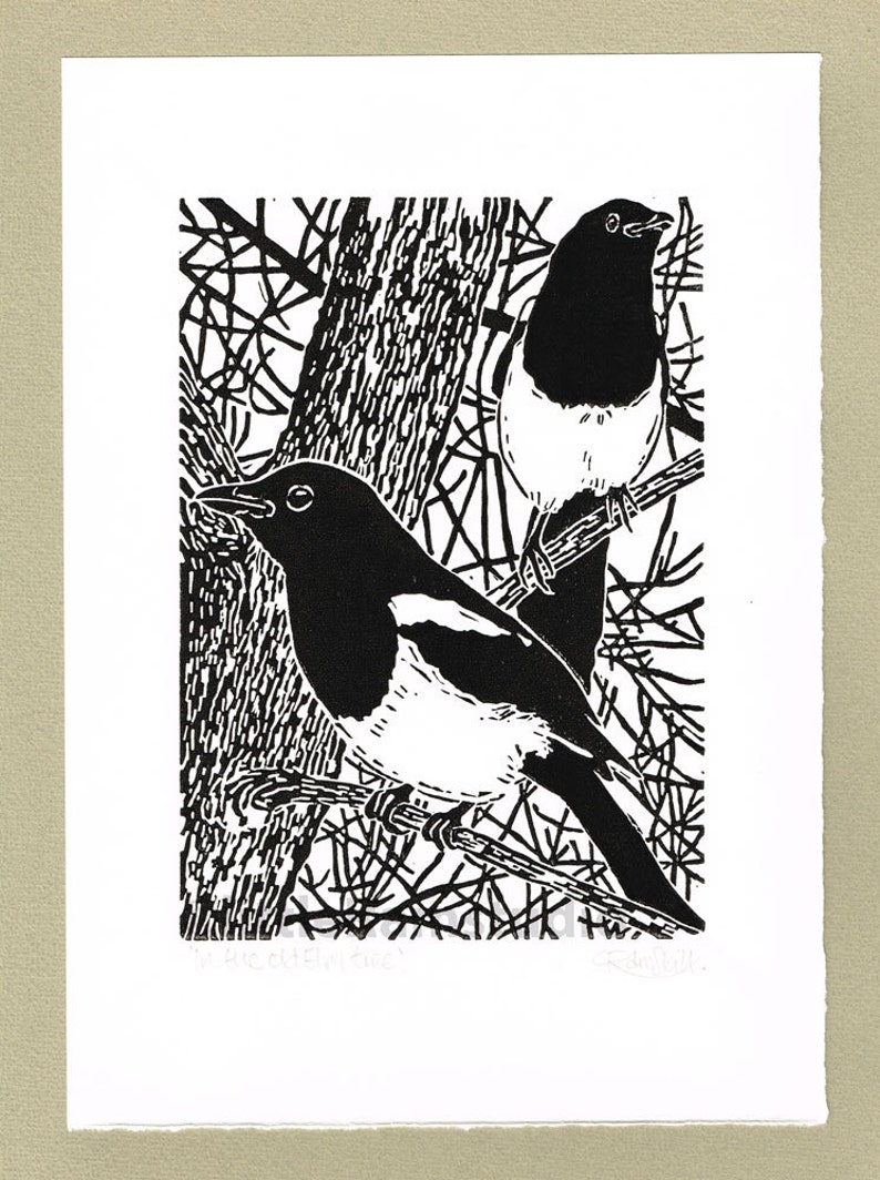 Magpies Magpies Print Magpies Linocut Handmade Print - Etsy UK