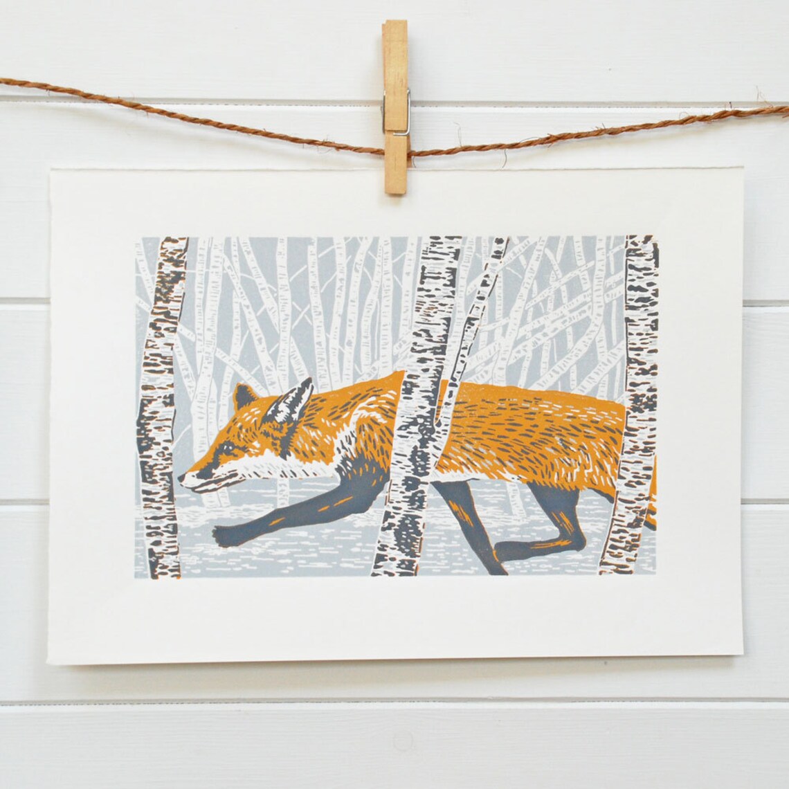 Fox Linocut Print Art Print Limited Edition Hand Cut Linocut Print. - Etsy