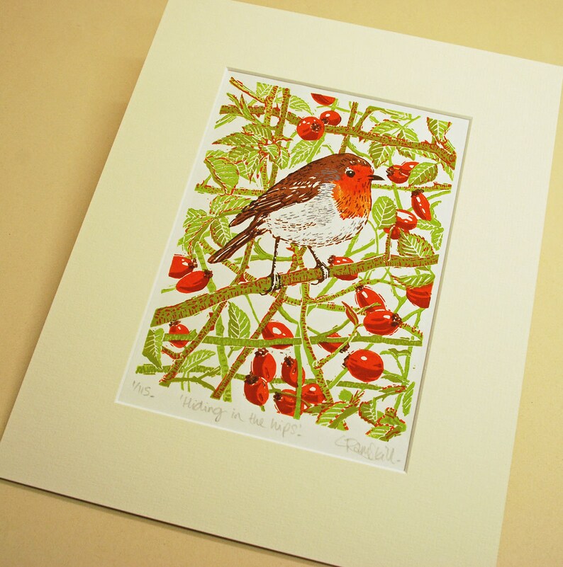 Robin Print, Robin Linocut Print, Robin Limited Edition Linocut Print ...