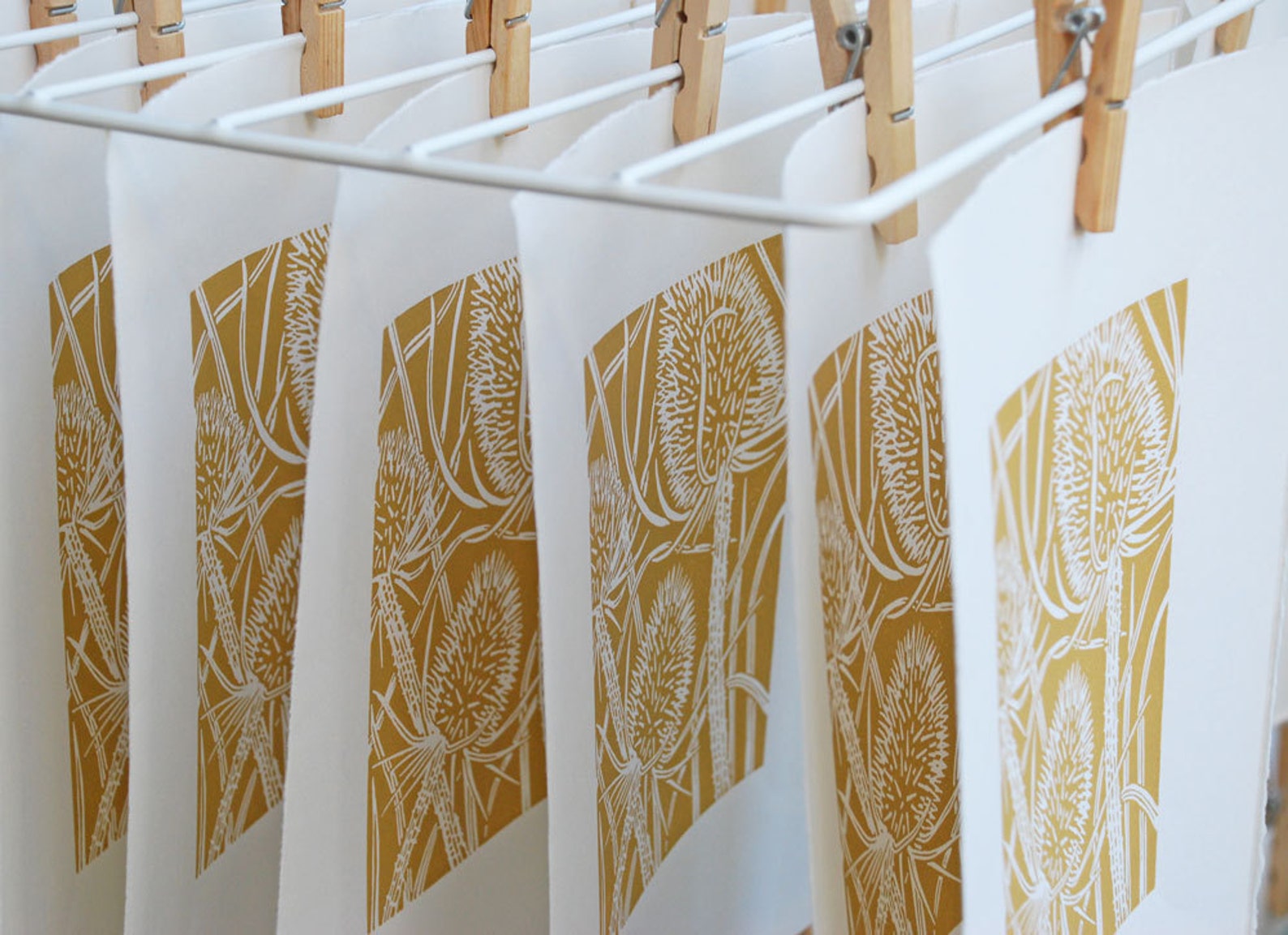 Teasel Seedhead Handcut Linocut Print - Etsy