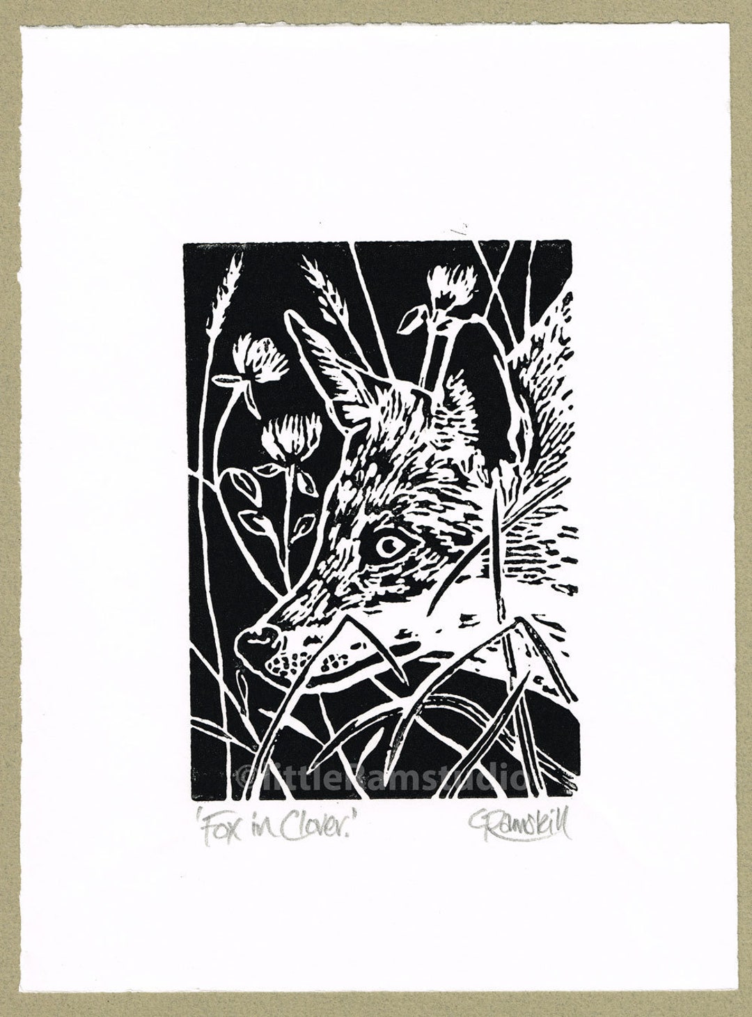 Fox Art Handmade Print - Linocut Print Original Art - Etsy