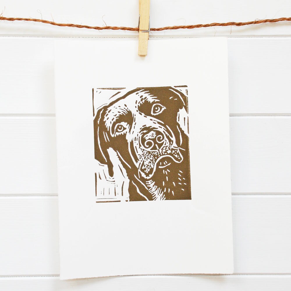 Chocolate Labrador Dog Linocut Original Hand Pulled Relief Print - Etsy