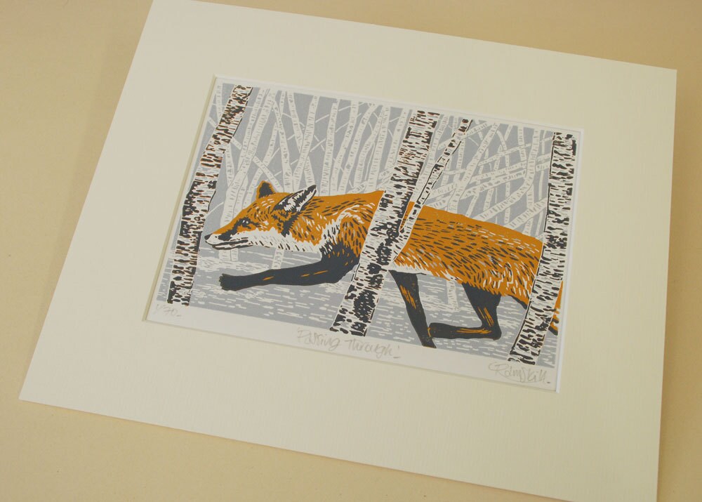 Fox Linocut Print Art Print Limited Edition Hand Cut Linocut Print. - Etsy