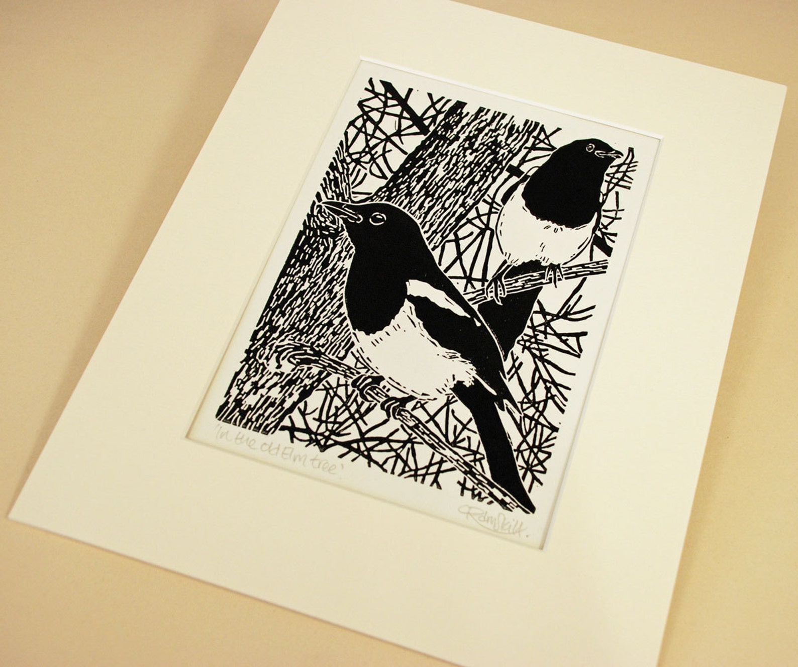 Magpies Magpies Print Magpies Linocut Handmade Print - Etsy