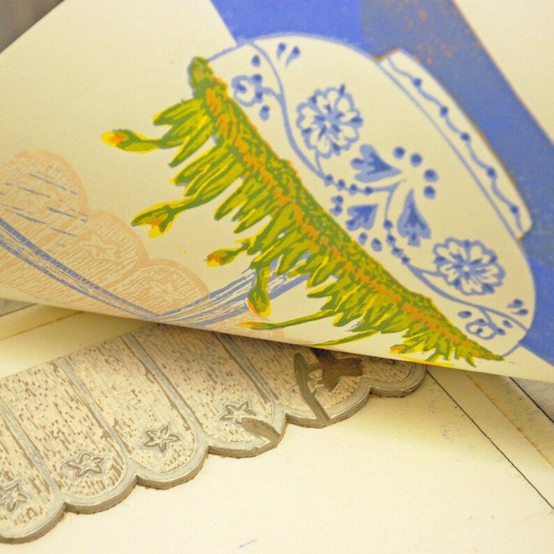 Spring Flower Linocut Print Spring Daffodils Original - Etsy