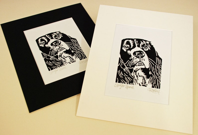 Springer Spaniel Dog Art Print Linocut Original Hand-pulled Relief ...