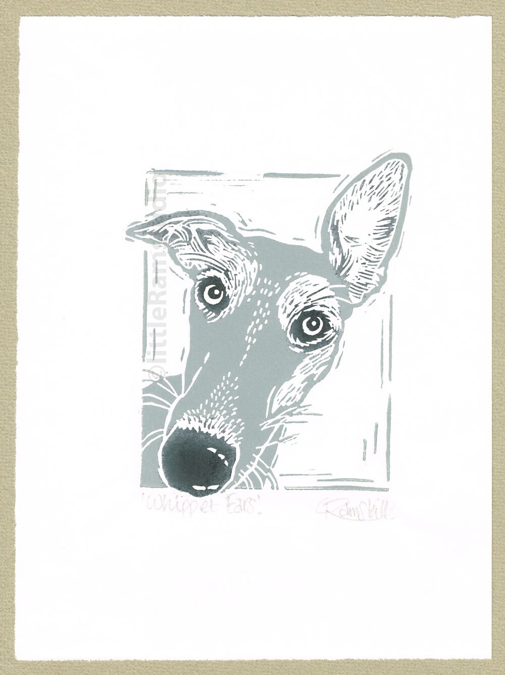 Whippet Dog Art Print - Linocut Original Hand Pulled Relief Print - Etsy
