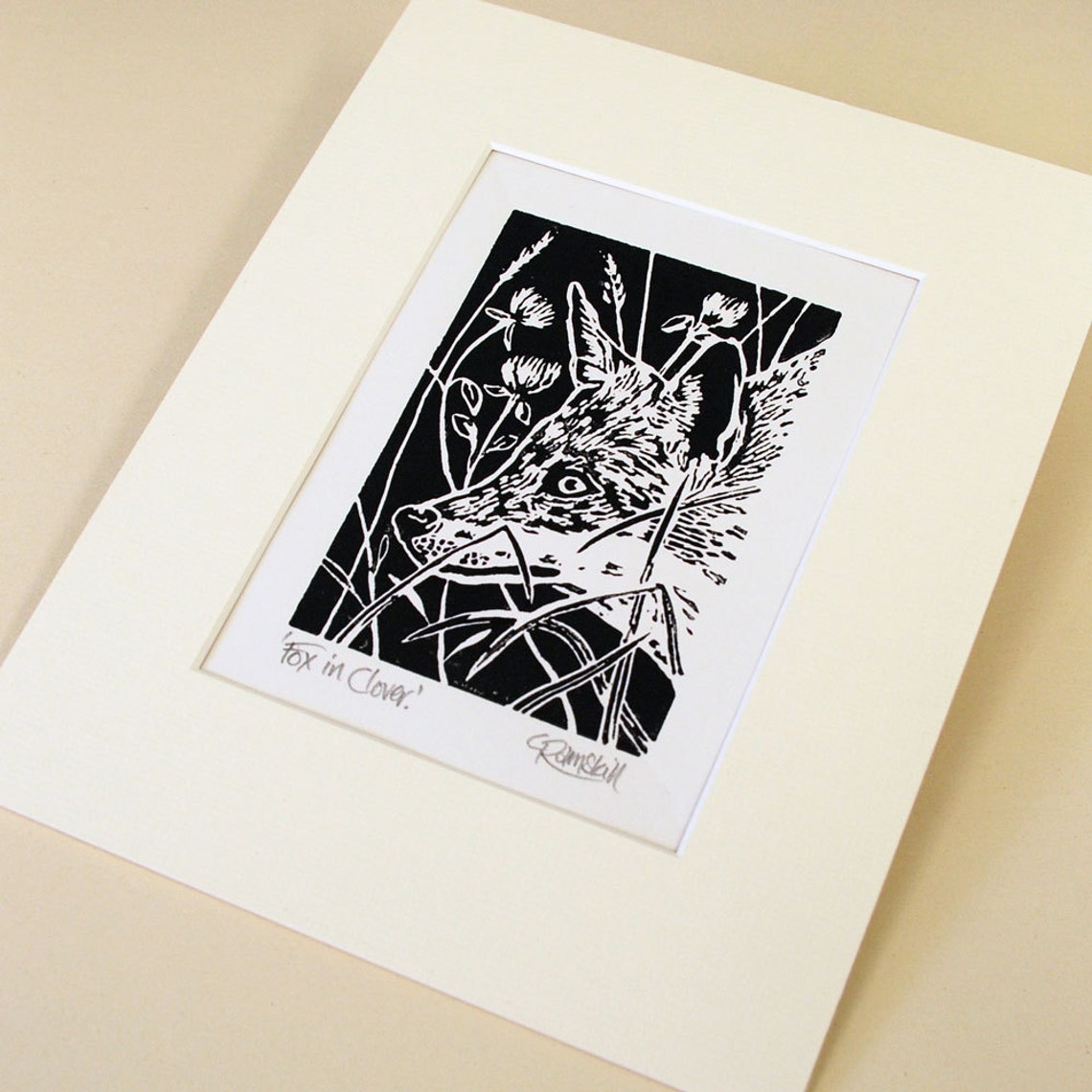 Fox Art Handmade Print Linocut Print Original Art - Etsy