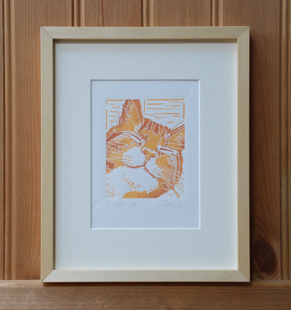 Ginger Cat, Ginger Cat Print, Ginger Cat Linocut Print - Etsy UK