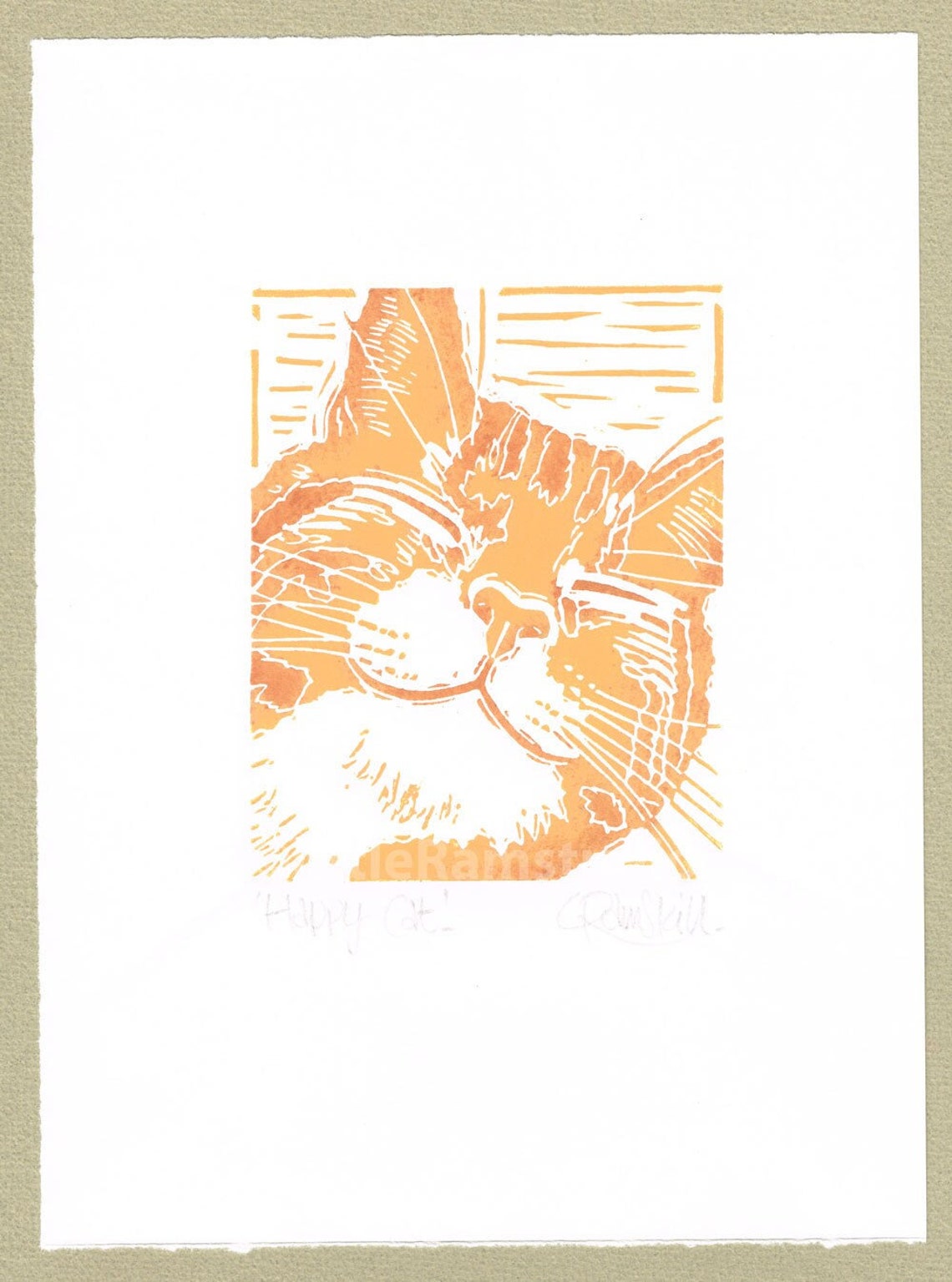 Ginger Cat Ginger Cat Print Ginger Cat Linocut Print - Etsy UK