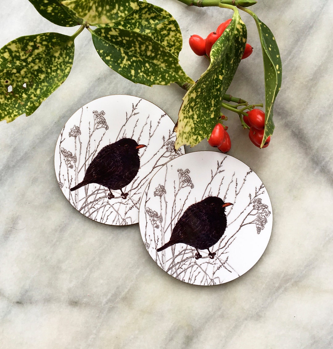 Buy Black Birdy Birds Drawings 9 Cm Round Coasters Online in India - Etsy