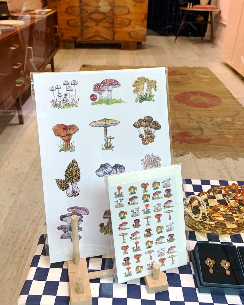 Funghi Print Art Mushrooms Forest Fall Illustrations - Etsy
