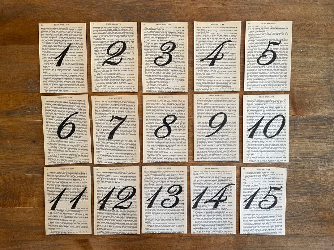 CUSTOM Book Page Table Numbers for Weddings and Events - Etsy