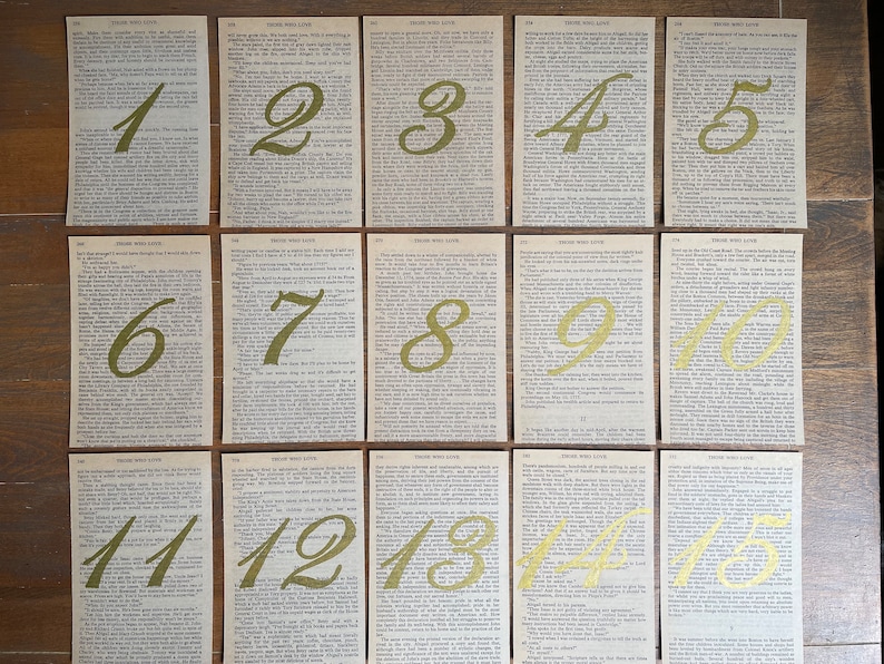 CUSTOM Book Page Table Numbers for Weddings and Events - Etsy