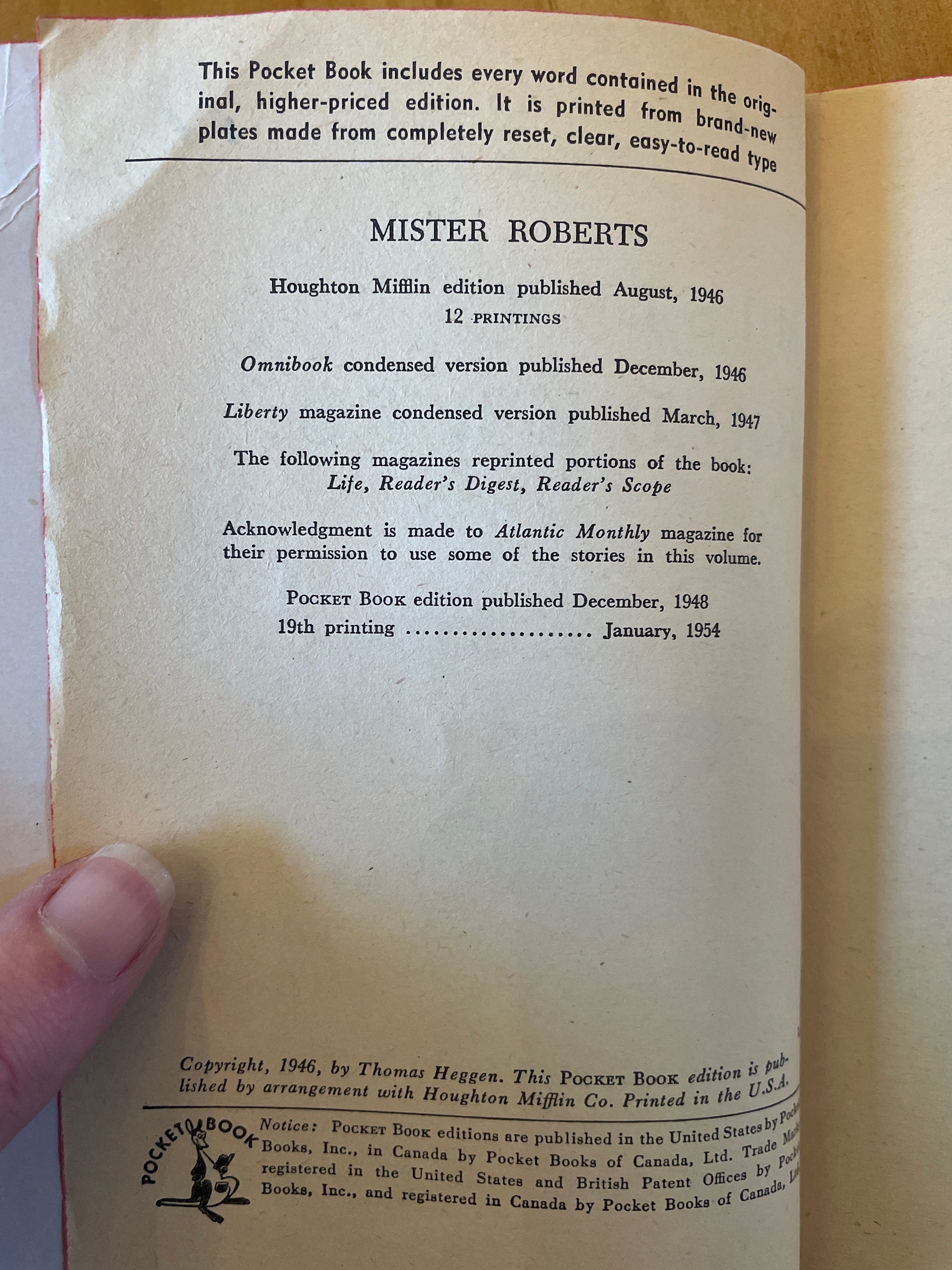 Mister Roberts by Thomas Heggen, 1954 - Etsy