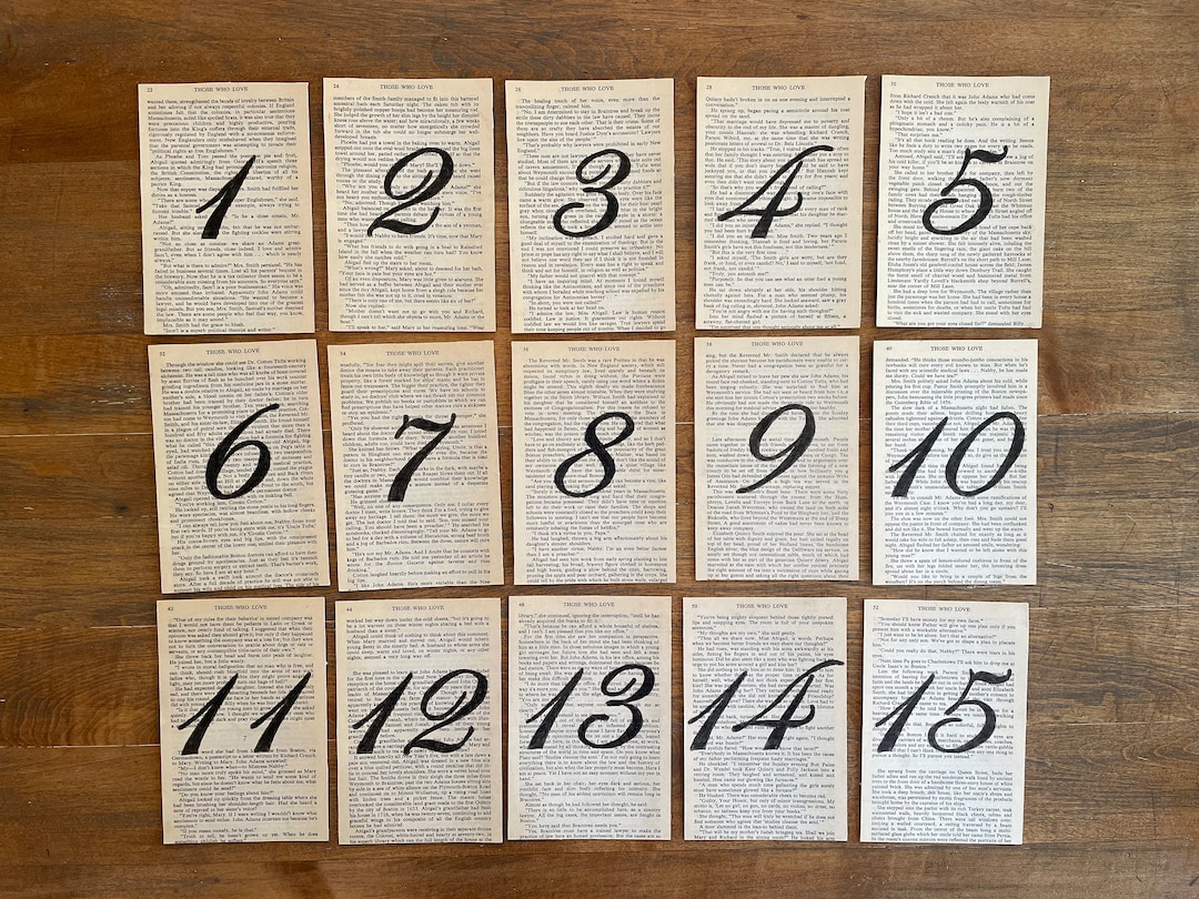 Book Page Table Numbers for Weddings and Events - Etsy