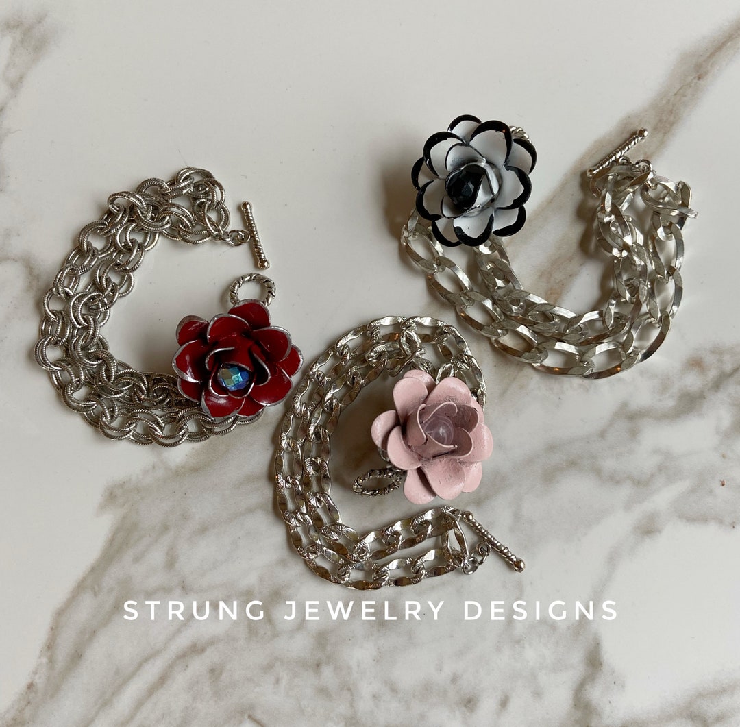 Steel Rose Bracelet - Etsy