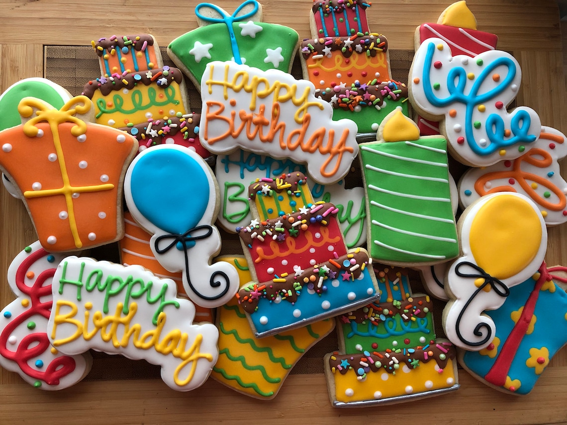 Happy Birthday Cookies/ Birthday Cookies/ Celebration Cookies/ | Etsy
