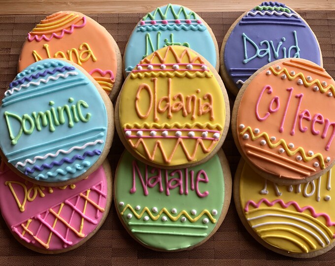 Easter Egg Cookies/personalized Egg Cookies/ Easter Eggs/ Easter Basket ...