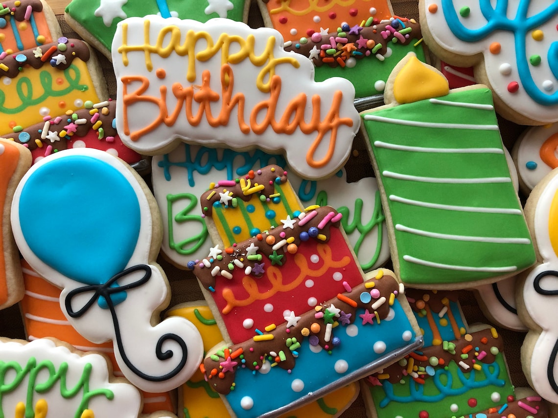 Happy Birthday Cookies/ Birthday Cookies/ Celebration Cookies/ | Etsy