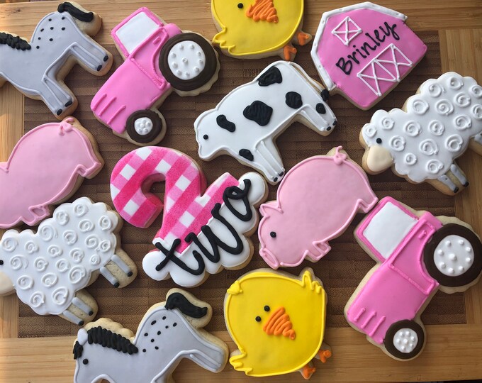 Farm Theme Barnyard Birthday Cookies / Decorated Cookies / SIXTEEN ...