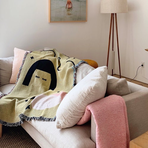 Woven Throw Blanket / Mini Throw Blanket / Flower Girl - Etsy