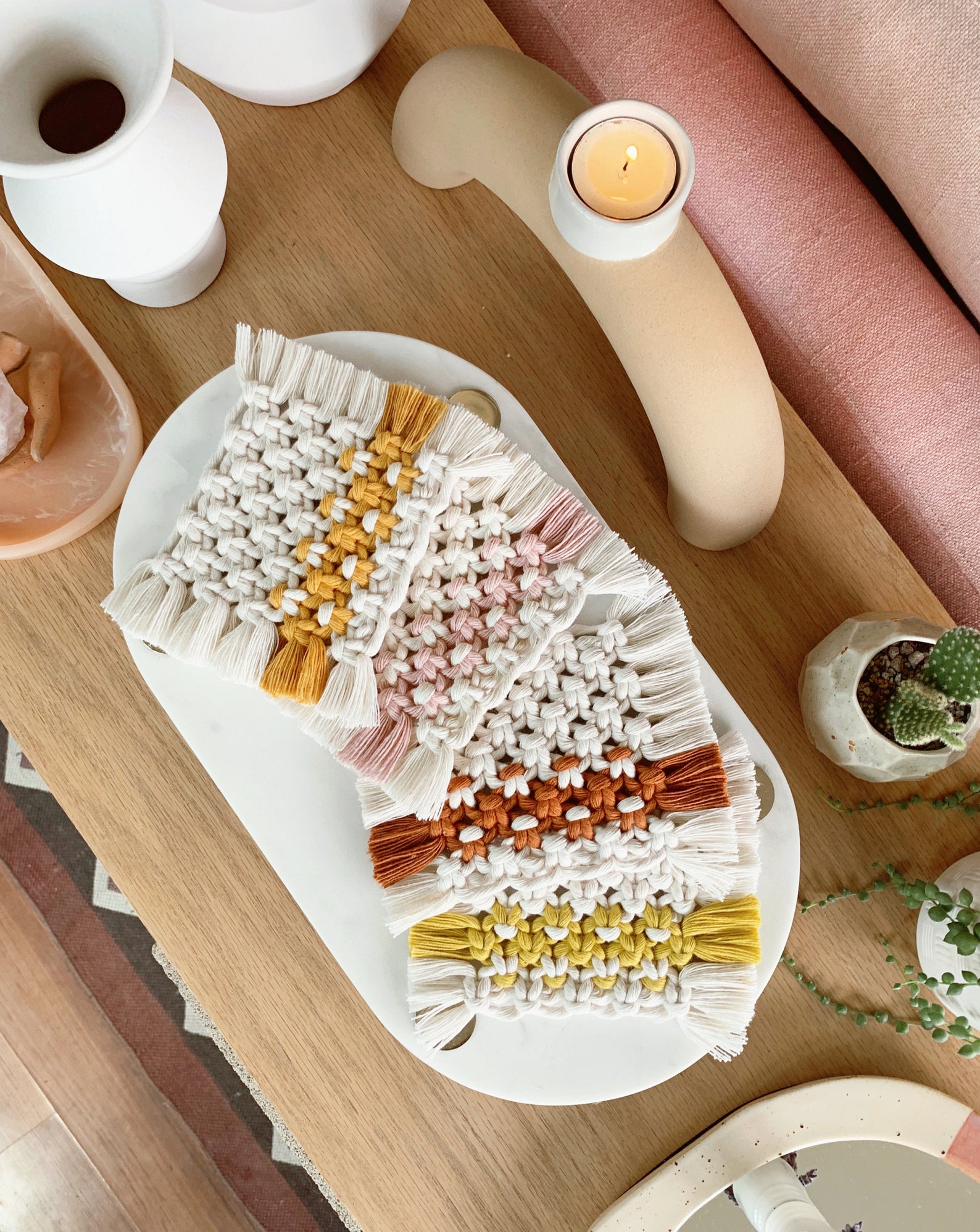 Macrame Coasters - Etsy