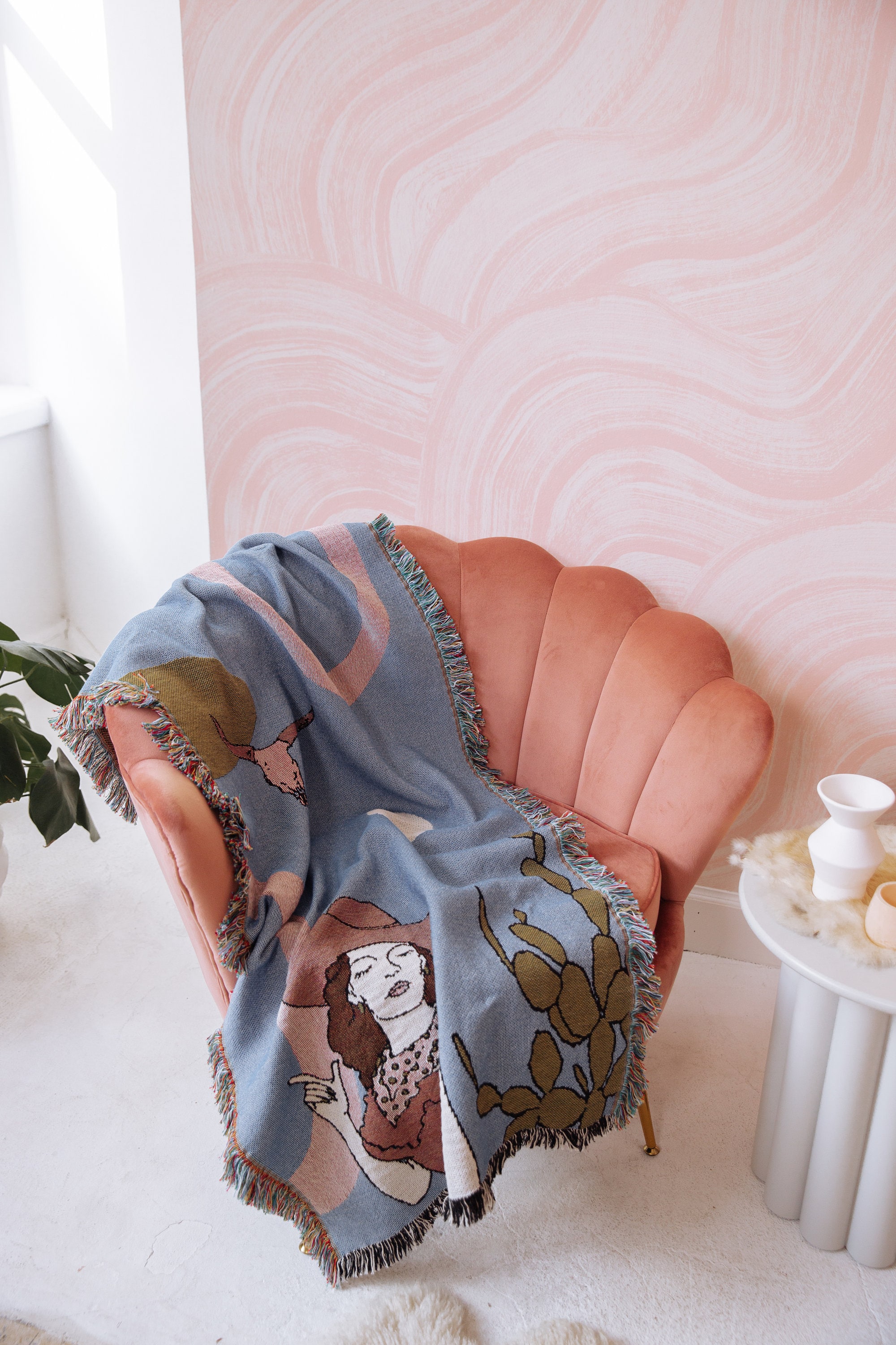 Woven Throw Blanket / Skinny Throw Blanket / Saloon Sandy | Etsy