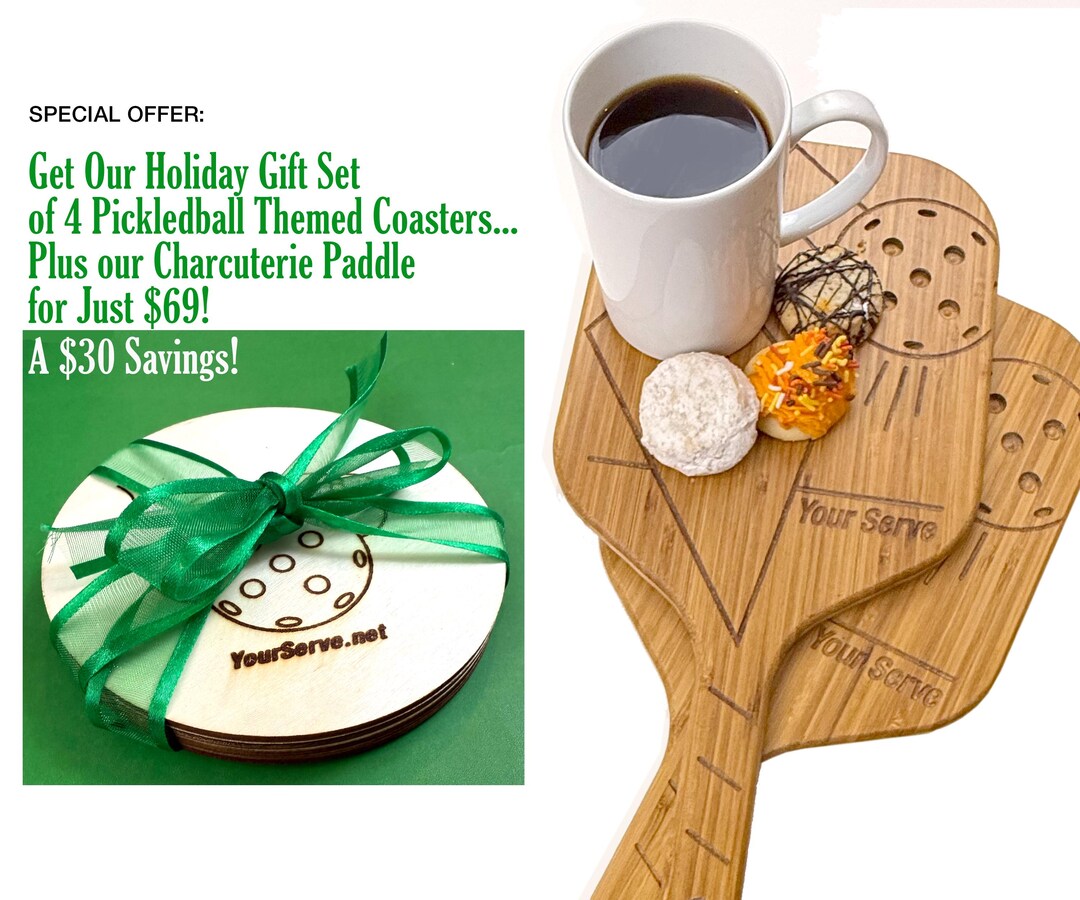 Pickleball Paddle & Coasters Gift Set - Etsy
