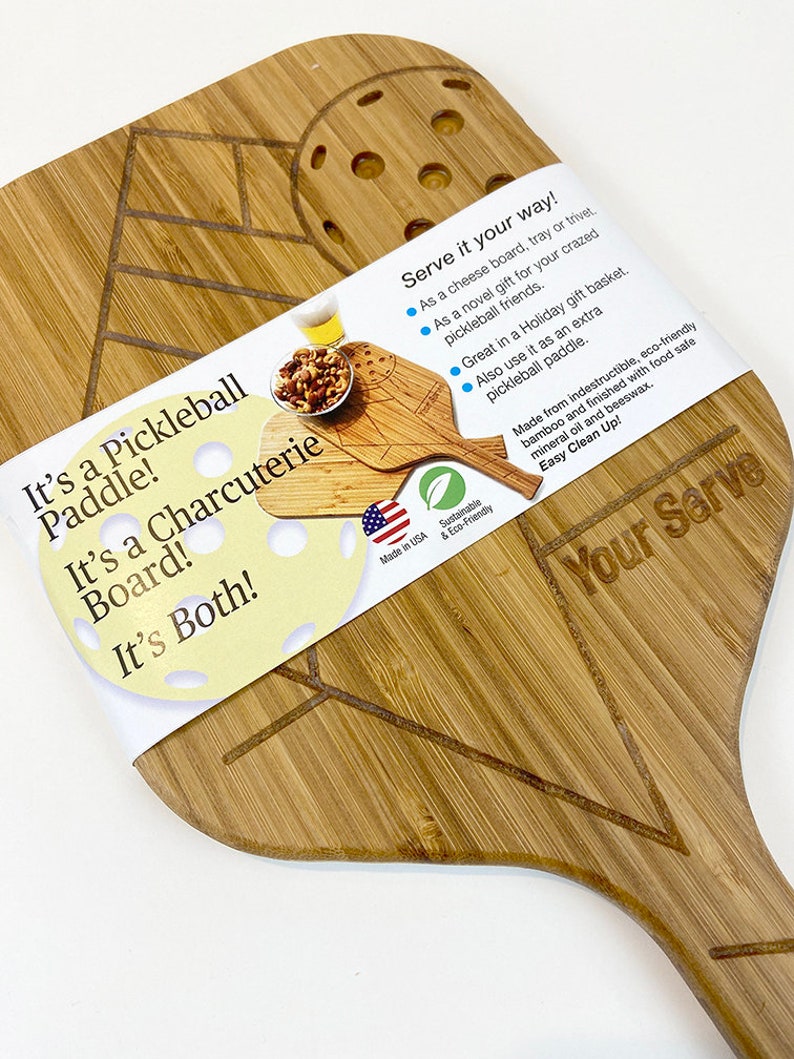 Pickleball Themed Cheese Board, A Premium Bamboo Serving Tray Shaped ...