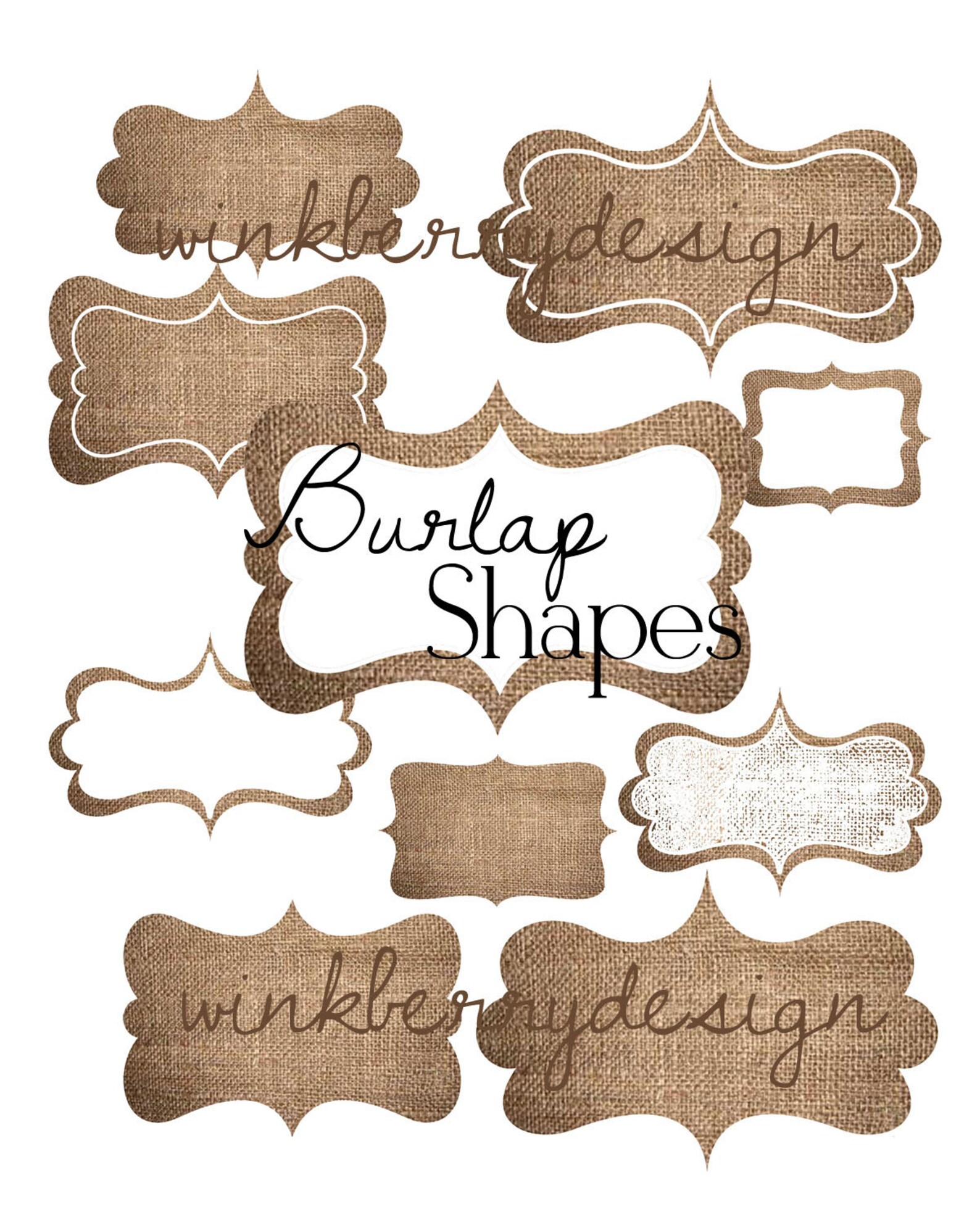 Burlap Clip Art Digital Shapes 10 designs Instand Download | Etsy