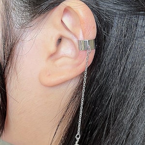 103no Piercing Ear Cuff and Dangle Pearl Ear Cuff. Minimalist Chain Ear Cuff. - Etsy