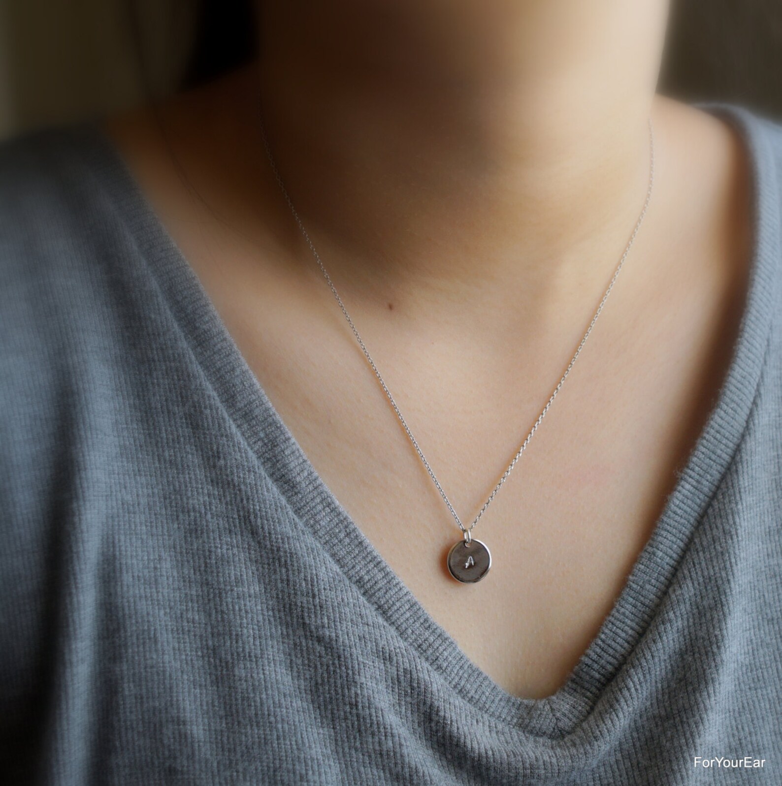 156Simple Coin Disk Charm Necklace With Your Own Initial | Etsy