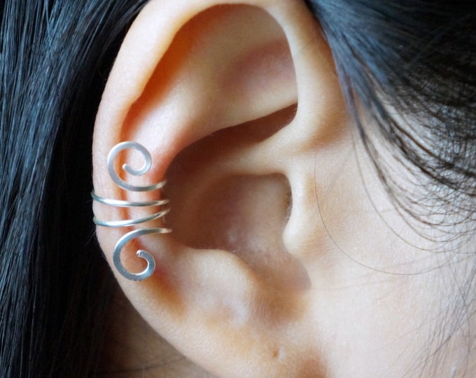 18no Piercing Double Spiral Ear Cuff With Beads/pearls. - Etsy