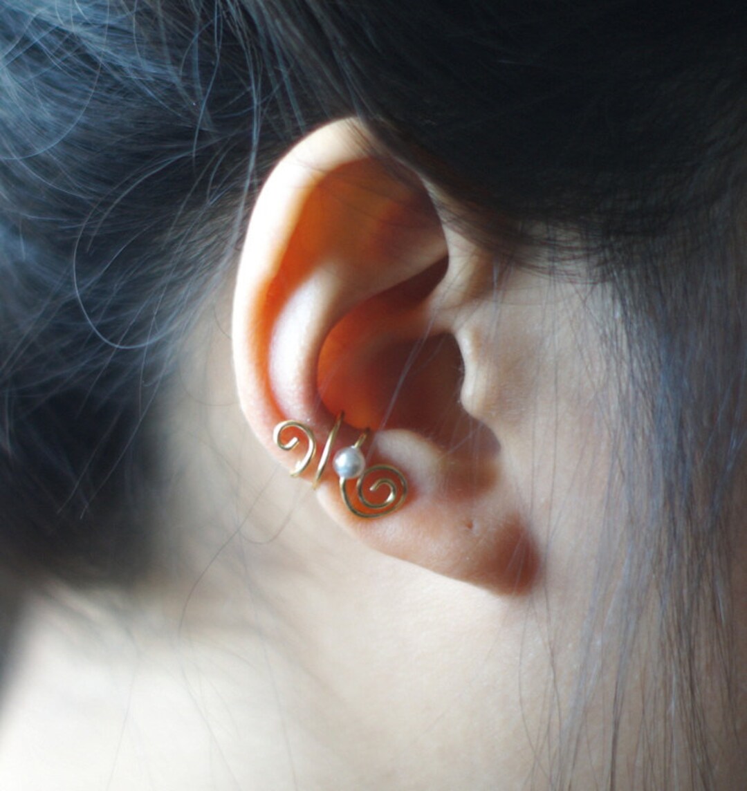 43)no Piercing Swirl Pearl Ear Cuff. Minimalist Ear Cuff. - Etsy