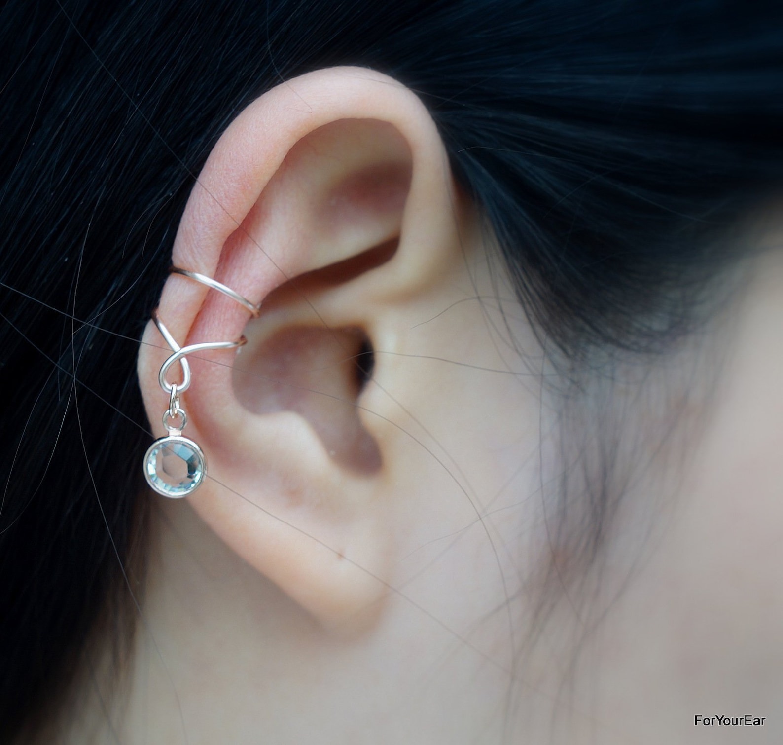 201)minimalist Ear Cuff. No Piercing Simple Ear Cuff With Swarovski ...