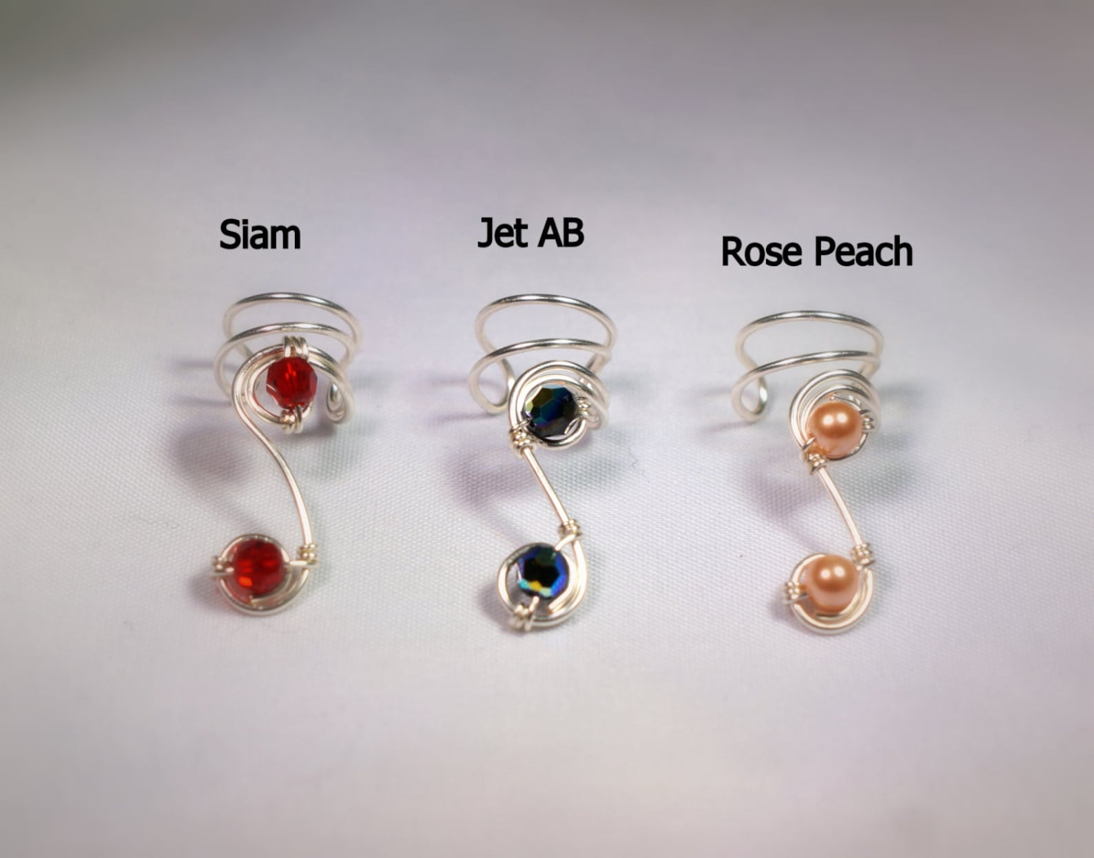 18no Piercing Double Spiral Ear Cuff With Beads/pearls. - Etsy