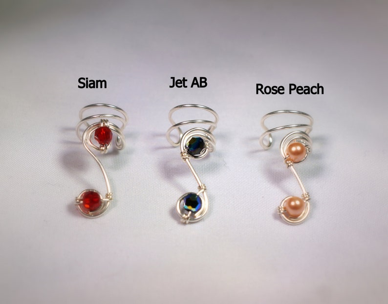 18no Piercing Double Spiral Ear Cuff With Beads/pearls. - Etsy