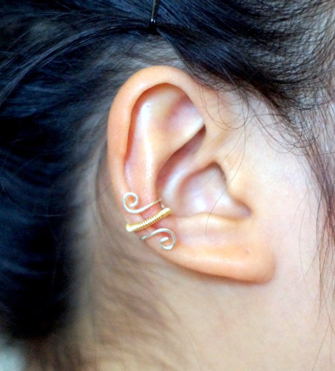 63)no Piercing Swirl Minimalist Ear Cuff -silver Body - Etsy