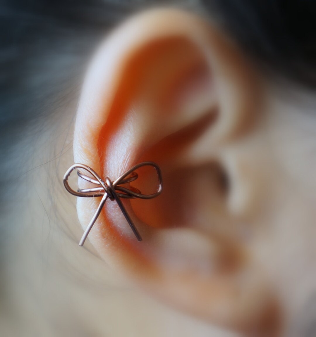 75)non Pierced Cute Bow Ear Cuff. Minimalist Ear Cuff. Simple Earring ...