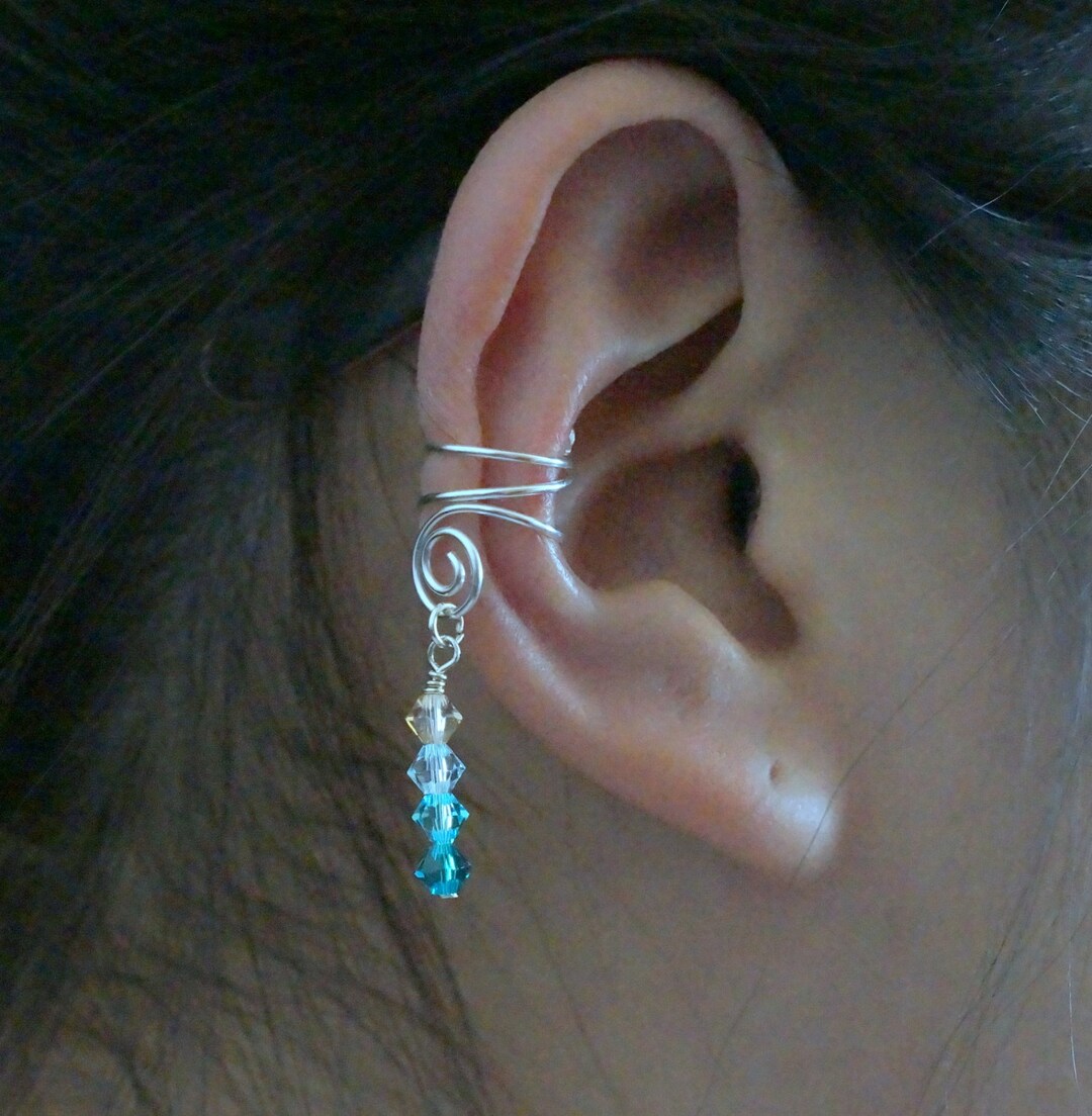 13)swarovski Beads Summer Color Ear Cuff. Minimalist Ear Cuff. Summer ...