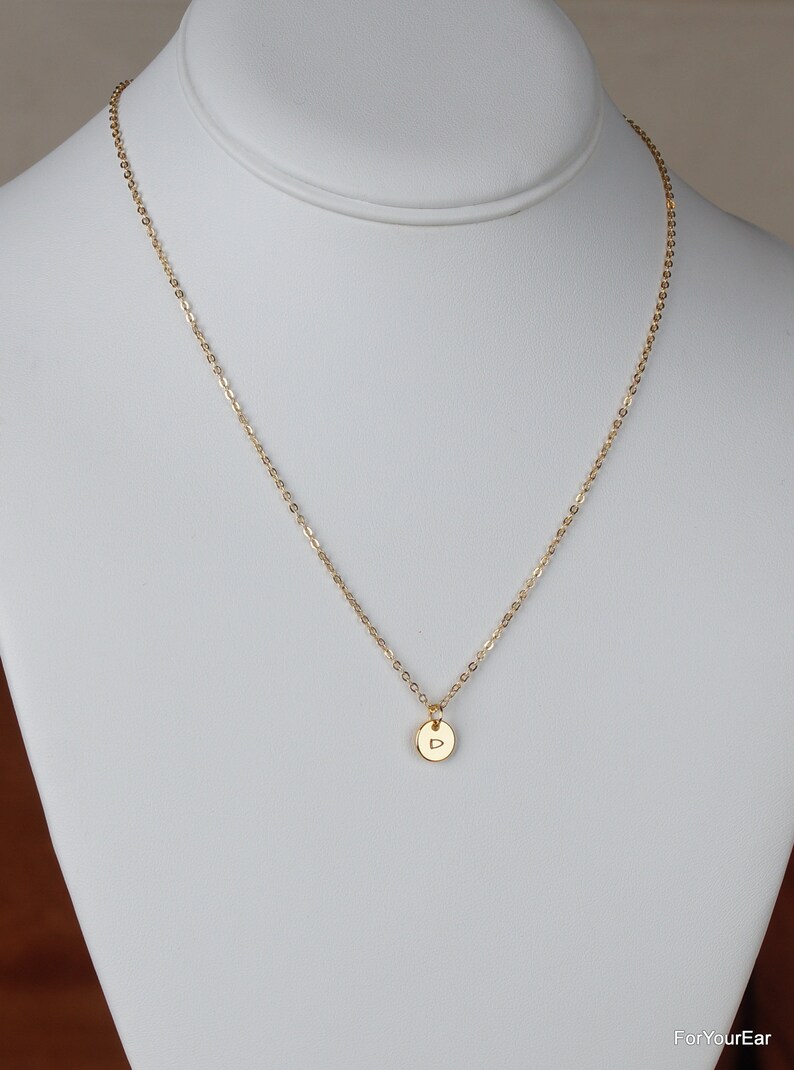206tiny and Dainty Coin Disc Charm With Initial Necklace. | Etsy