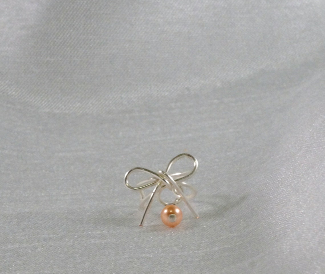 76)non Pierced Cute Bow Ear Cuff With Pearl. Minimalist Ear Cuff - Etsy