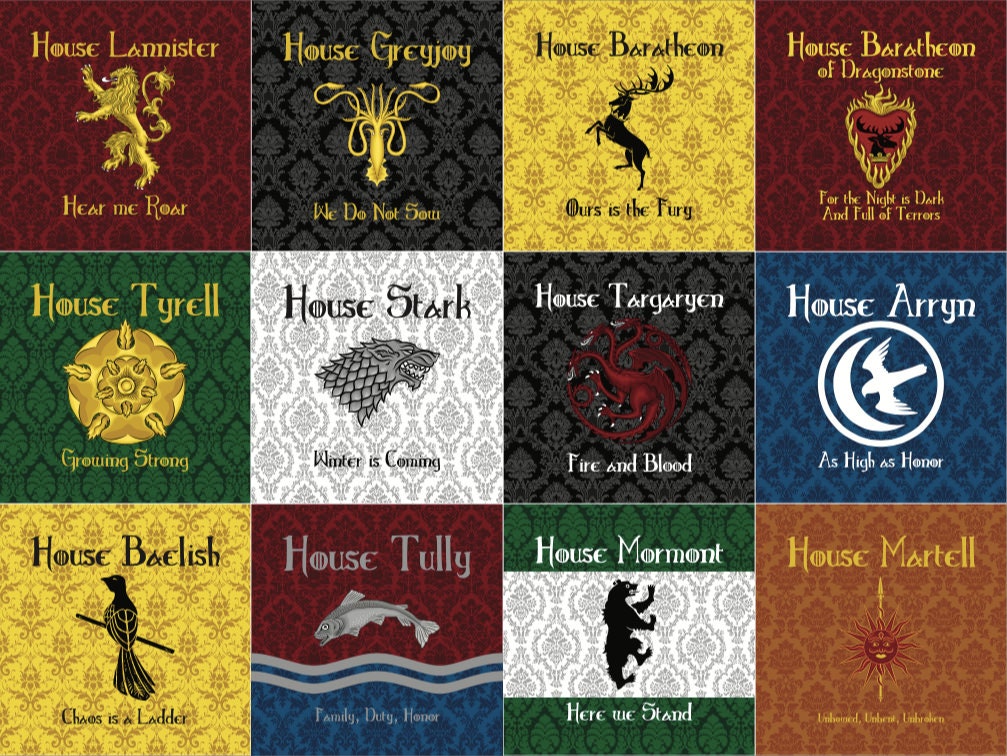 Game Of Thrones House Sigils And Mottos