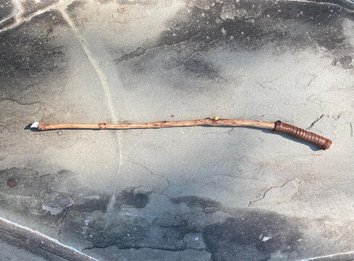 Ceremonial Shaman Energy Wand Handmade Wood Oak Quartz Prehnite Copper ...