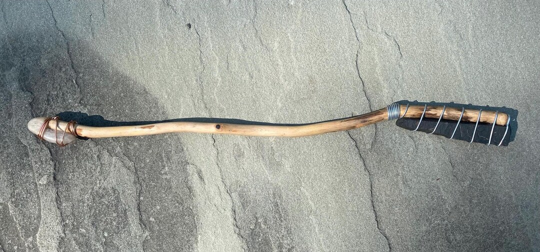 Strength Protection Wand Handmade Wood Quartz Basalt Steel Copper Magic ...