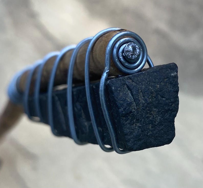 Strength Protection Wand Handmade Wood Quartz Basalt Steel Copper Magic ...