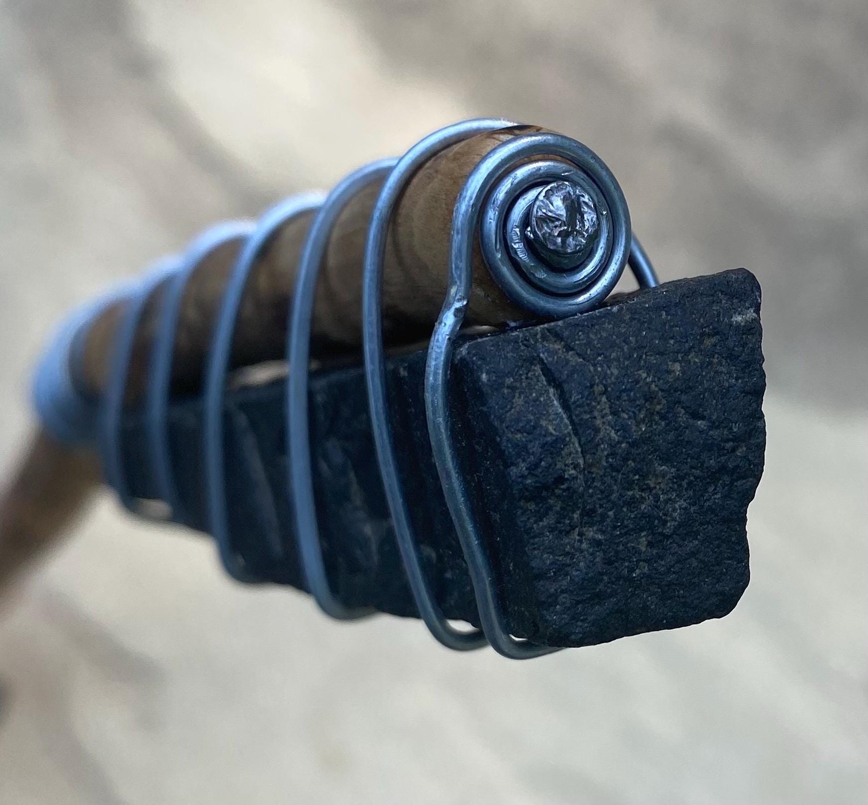 Strength Protection Wand Handmade Wood Quartz Basalt Steel Copper Magic ...